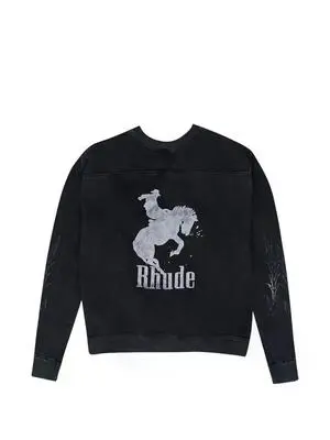 Rhude Horse-print Crew-neck Sweater - Black