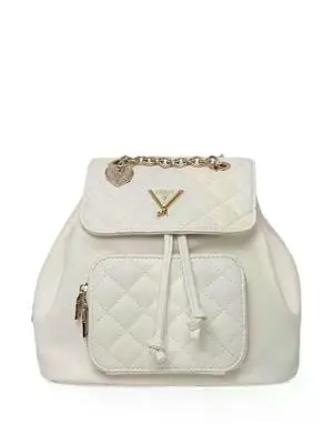 Guess Quilted-finish Drawstring Backpack - White