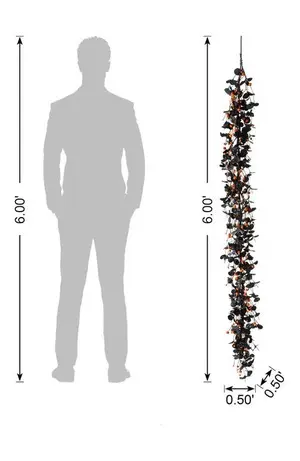GLITZHOME 72"l Halloween Eucalyptus Pumpkin Bat Garland