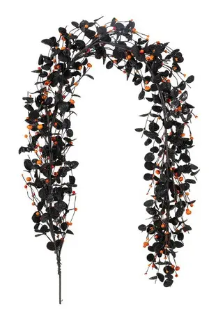 GLITZHOME 72"l Halloween Eucalyptus Pumpkin Bat Garland