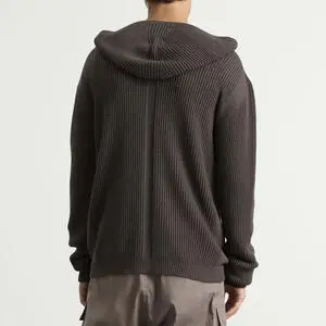 Rick Owens Ribbed Wool Zipped Hoodie