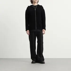 Rick Owens Ribbed Wool Zipped Hoodie
