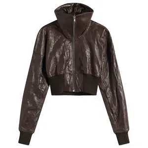 Rick Owens Cropped Leather Bomber Jacket - Grease