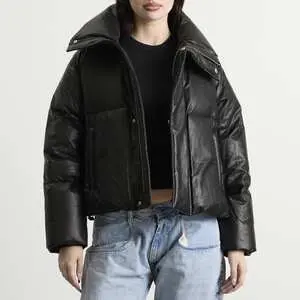 MAISON MARGIELA Faux Leather Padded Cropped Jacket