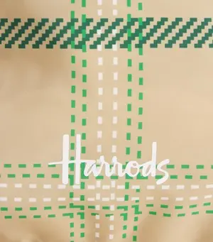 Harrods Tartan Logo Packable Shopper Bag
