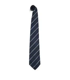 Ralph Lauren Purple Label Mulberry Silk Stripe Tie - Navy