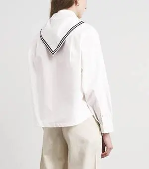 Claudie Pierlot Cotton Sailor Shirt With Detachable Tie - White