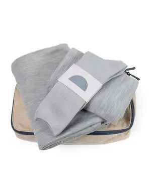 SHELEP Merino Pillow, Blanket And Socks Travel Set - Grey