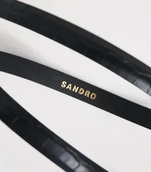 Sandro Croc-embossed Leather Belt With Gold-tone Hardware