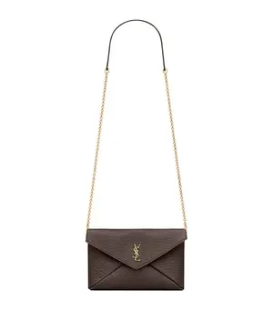 Saint Laurent Small Cassandre Envelope Shoulder Bag - Brown