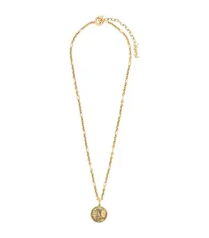 Saint Laurent Cassandre Medallion Necklace - Yellow