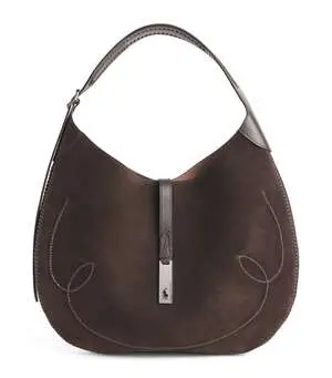 Polo Ralph Lauren Medium Suede Shoulder Bag - Brown
