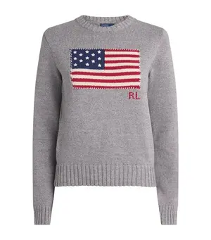 Polo Ralph Lauren Cotton American Flag Sweater - Grey