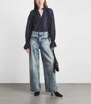 Polo Ralph Lauren Organza Blouse With Gathered Neckline