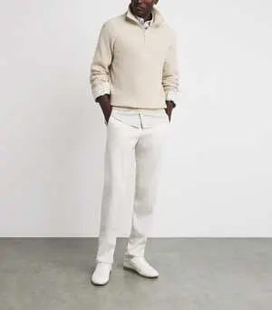 John Smedley Ryker Recycled Cashmere-wool Quarter-zip Sweater - Beige