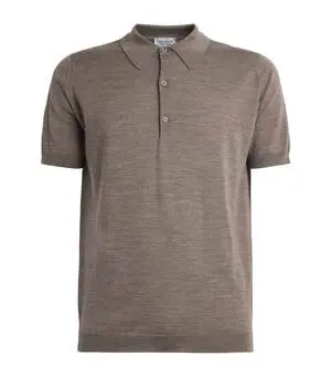 John Smedley Extra Fine Merino Wool Macloud Polo Shirt - Beige