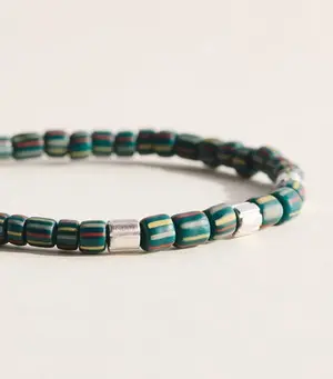 Tateossian Rhodium-plated Sterling Silver Rigato Java Beaded Bracelet