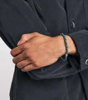 Tateossian Rhodium-plated Sterling Silver Rigato Java Beaded Bracelet