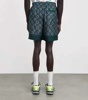 Casablanca Silk Monogram Print Shorts - Green