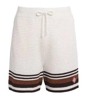 Casablanca Crochet Stripe Shorts - White