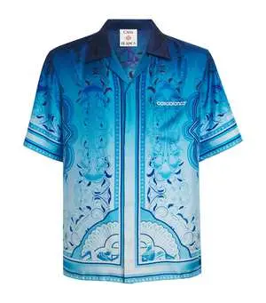 Casablanca Silk Egyptian Rug Shirt - Blue