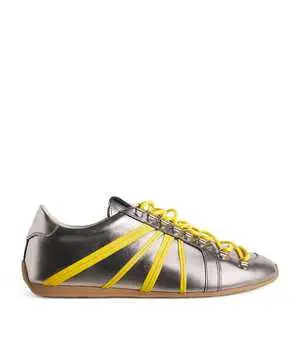 Claudie Pierlot Metallic Leather Swing Sneakers - Silver