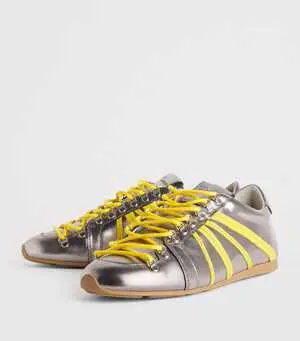 Claudie Pierlot Metallic Leather Swing Sneakers - Silver