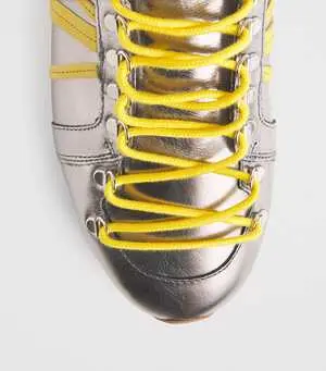 Claudie Pierlot Metallic Leather Swing Sneakers - Silver