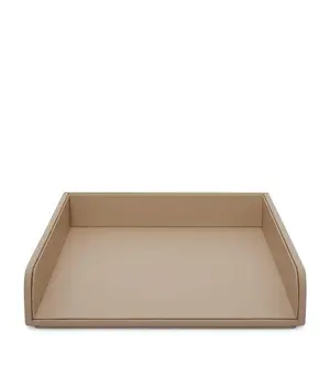 Smythson Panama Leather A4 Paper Tray - Beige