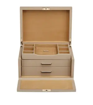 Smythson Leather Panama Jewellery Box - Beige