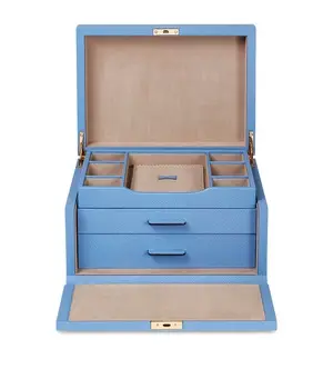 Smythson Leather Panama Jewellery Box - Blue