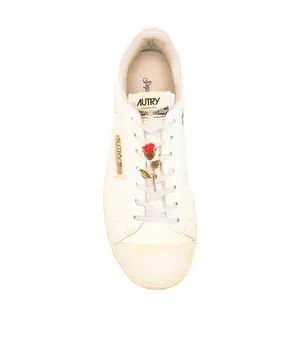 AUTRY Dallas Vintage Rose Embellished Lace Up Low Top Sneakers