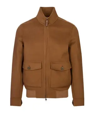 Canali Stand-up Collar Casual Jacket - Brown