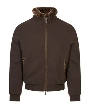 MOORER High-collar Jacket - Brown