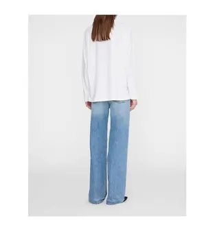 ANINE BING New York Greene Street" Logo Long Sleeve Crewneck T-shirt - Ivory