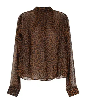 MES DEMOISELLES Sheer Printed Button-up Shirt