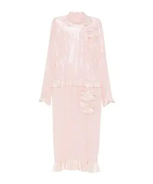 Alessandra Rich Sequin-embellished Bow-detail Midi Dress - Pink
