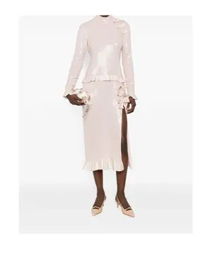 Alessandra Rich Sequin-embellished Midi Dress With Bow Detail And Ruffles
