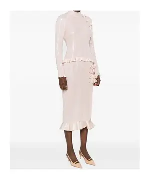 Alessandra Rich Sequin-embellished Midi Dress With Bow Detail And Ruffles
