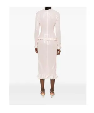 Alessandra Rich Sequin-embellished Midi Dress With Bow Detail And Ruffles