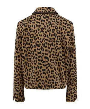 SEMICOUTURE Cotton Jacket With Animal Print And Leather Trim