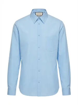 Gucci Logo Embroidered Poplin Shirt