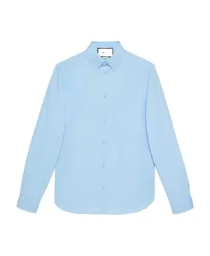 Gucci Logo Embroidered Poplin Shirt