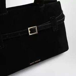 Manu Atelier Buckle-fastening Suede Tote Bag