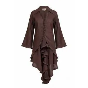 MUDA CLOTHING FZ LLC Asymmetrical Linen Co-ord Set With Ruffled High-low Skirt
