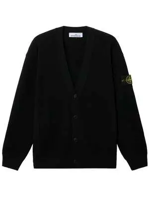 Stone Island V-neck Cardigan With Pockets - Black