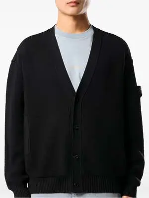 Stone Island V-neck Cardigan With Pockets - Black