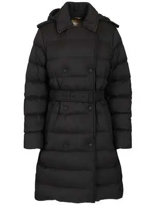 Burberry Belted Quilted Long Coat - Black
