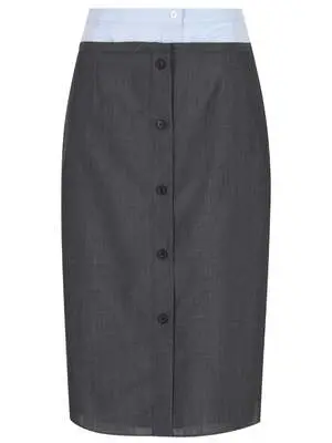 Prada Gonna Midi Con Bottoni - Gray