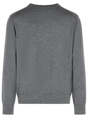 Burberry Grey Wool Sweater With Ekd Logo - Gray